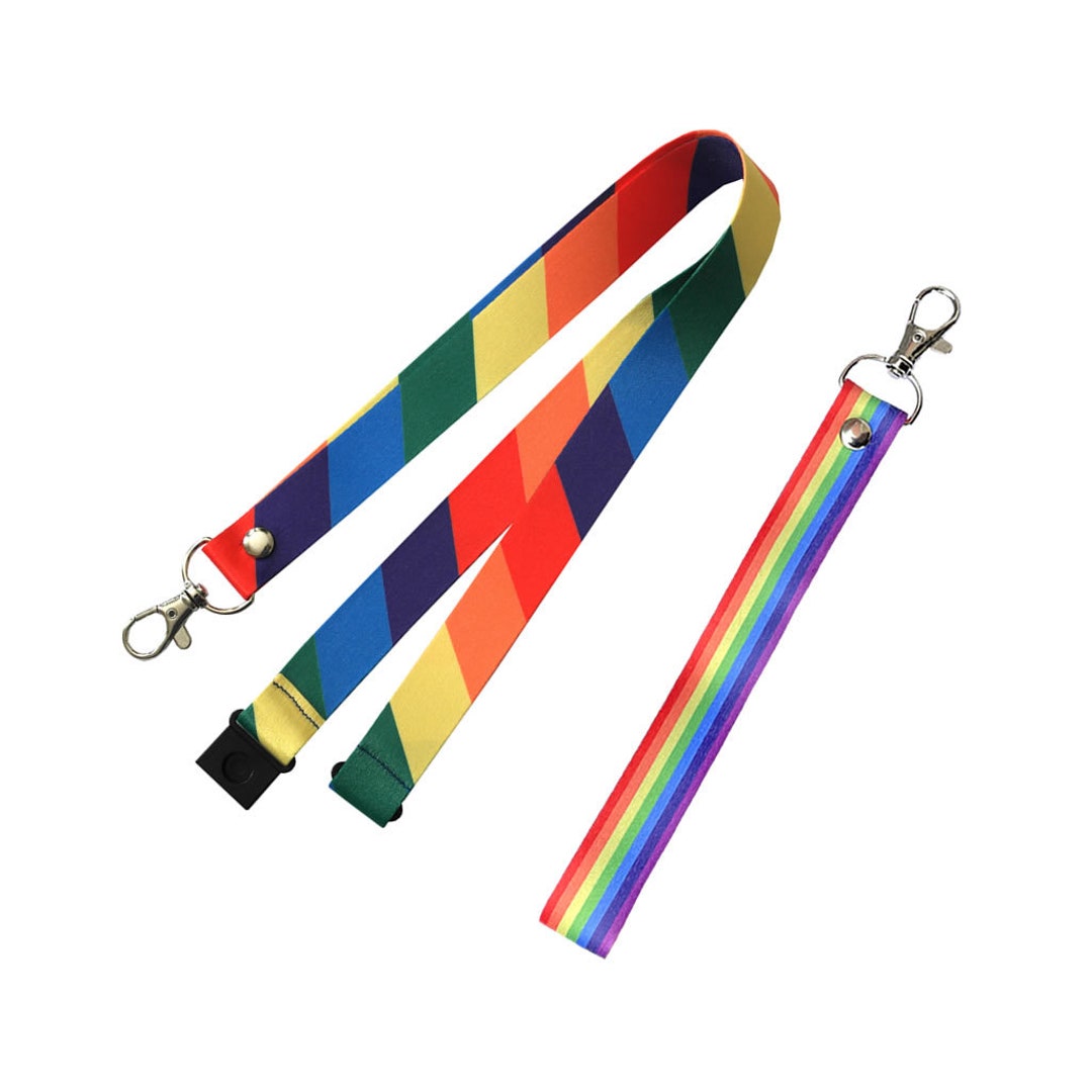 LGBT Rainbow Lanyard Key Tag Set - Neck Strap, ID Holder Lesbian Gay ...