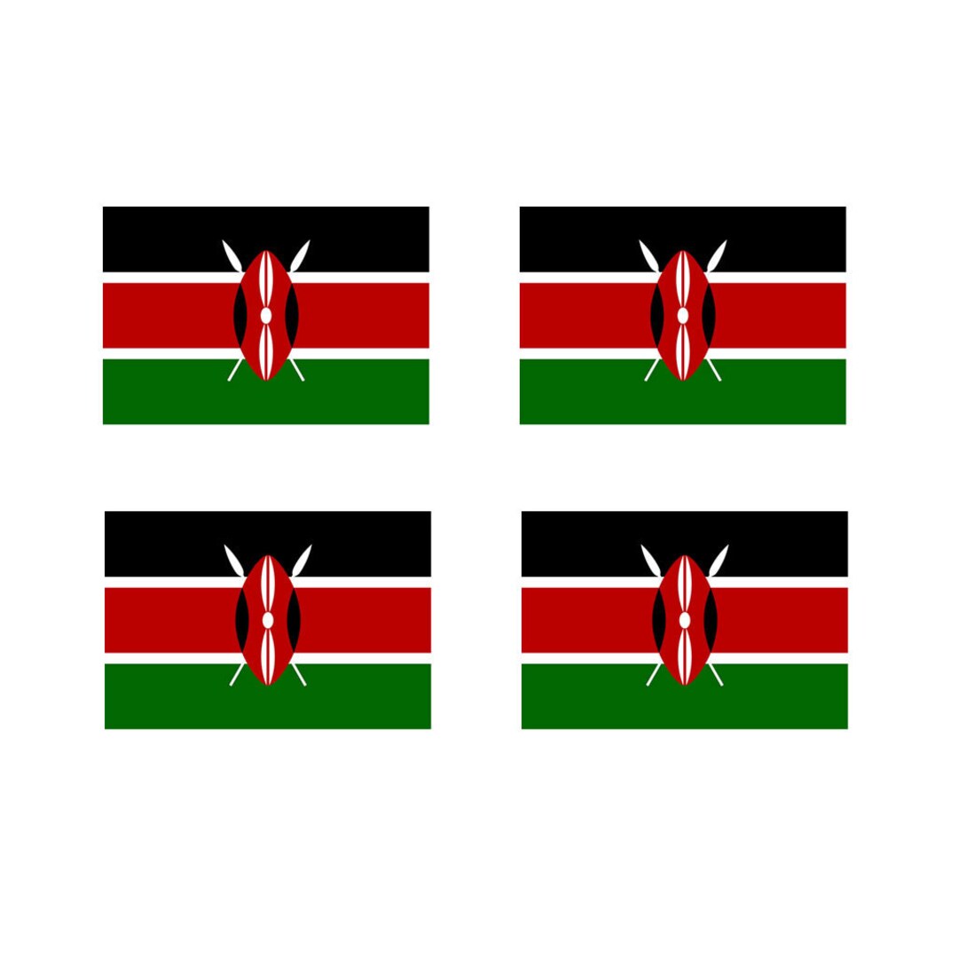 Set of 4 Kenya Flag Iron on Screen Print Transfers for Fabrics Machine Washable Kenyan Flag ...