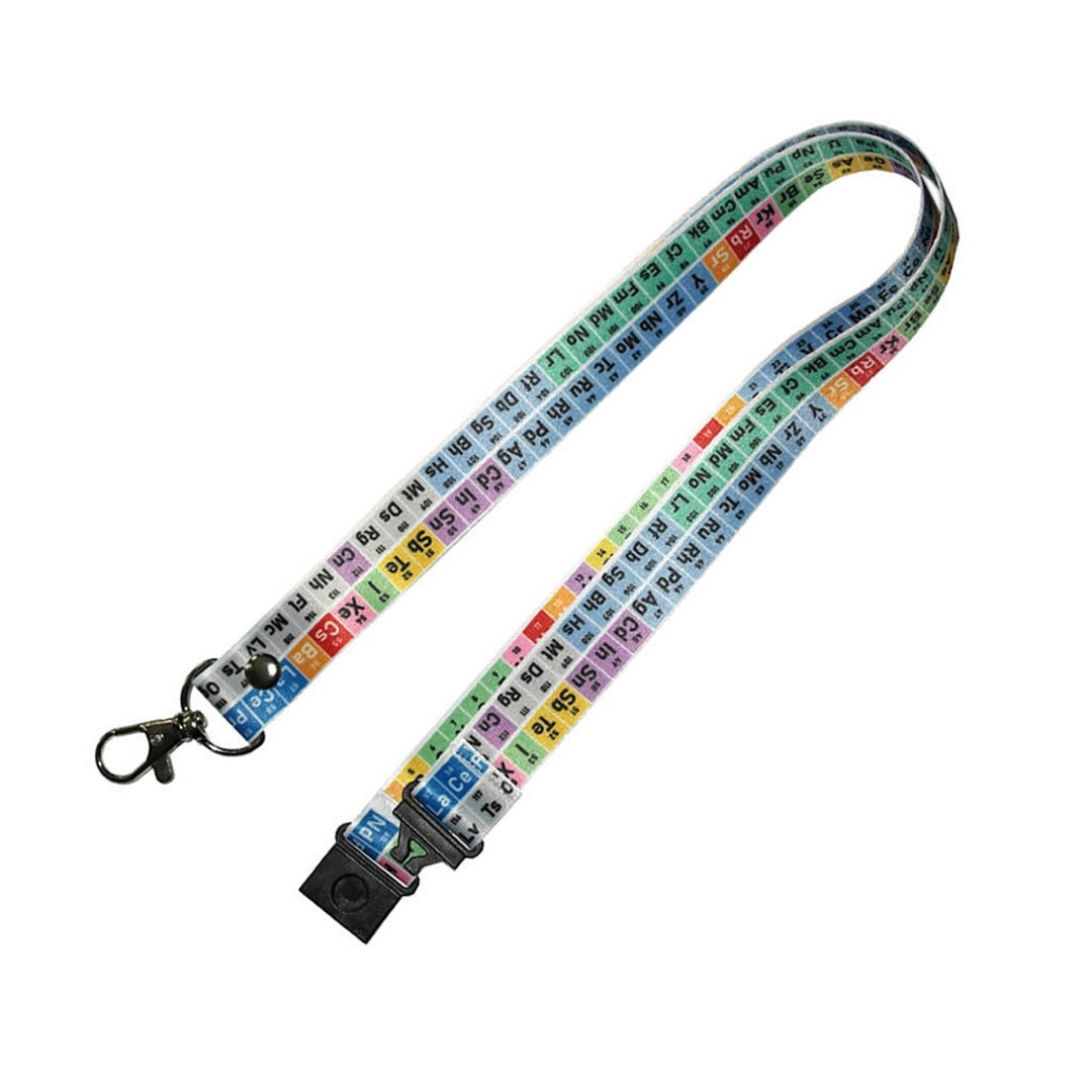 Periodic Table Print Lanyard Neck Strap, ID Holder Safety Breakaway ...