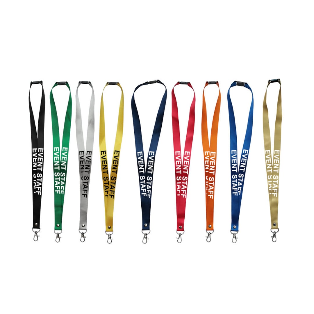 Event Staff Printed Lanyard Neck Strap, ID HOLDER Safety Breakaway Clip ...