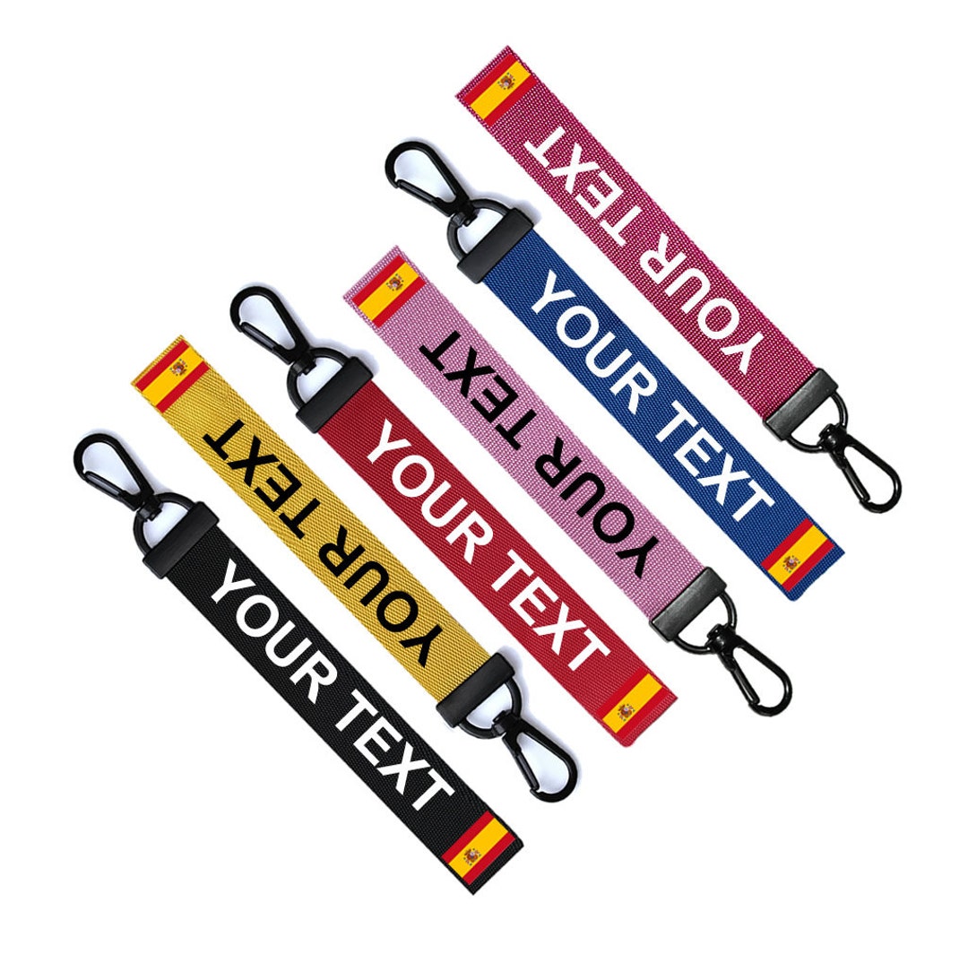 Personalised Spanish Flag Key Chain Keyring Luggage Tag Zipper Pull Bag ...