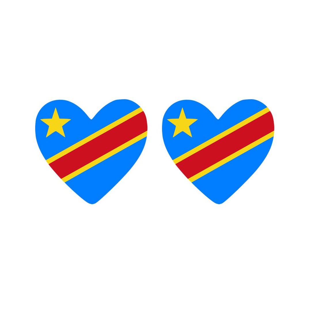 2 X Congo Heart Flag Heart Temporary Tattoo Democratic Republic of ...