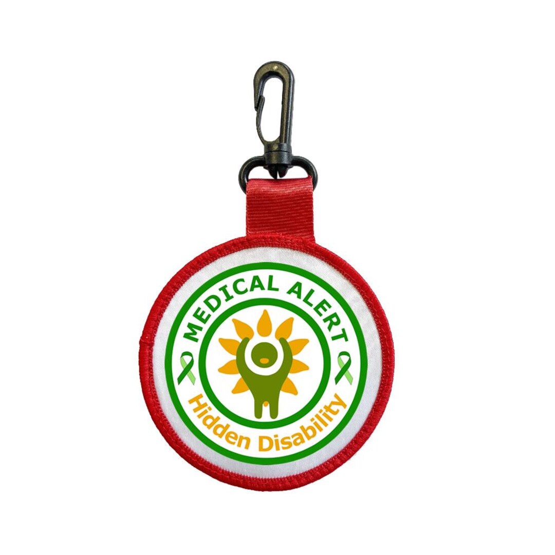 Medical Alert Hidden Disability Tag Pull Bag Key Ring Keyring Green ...