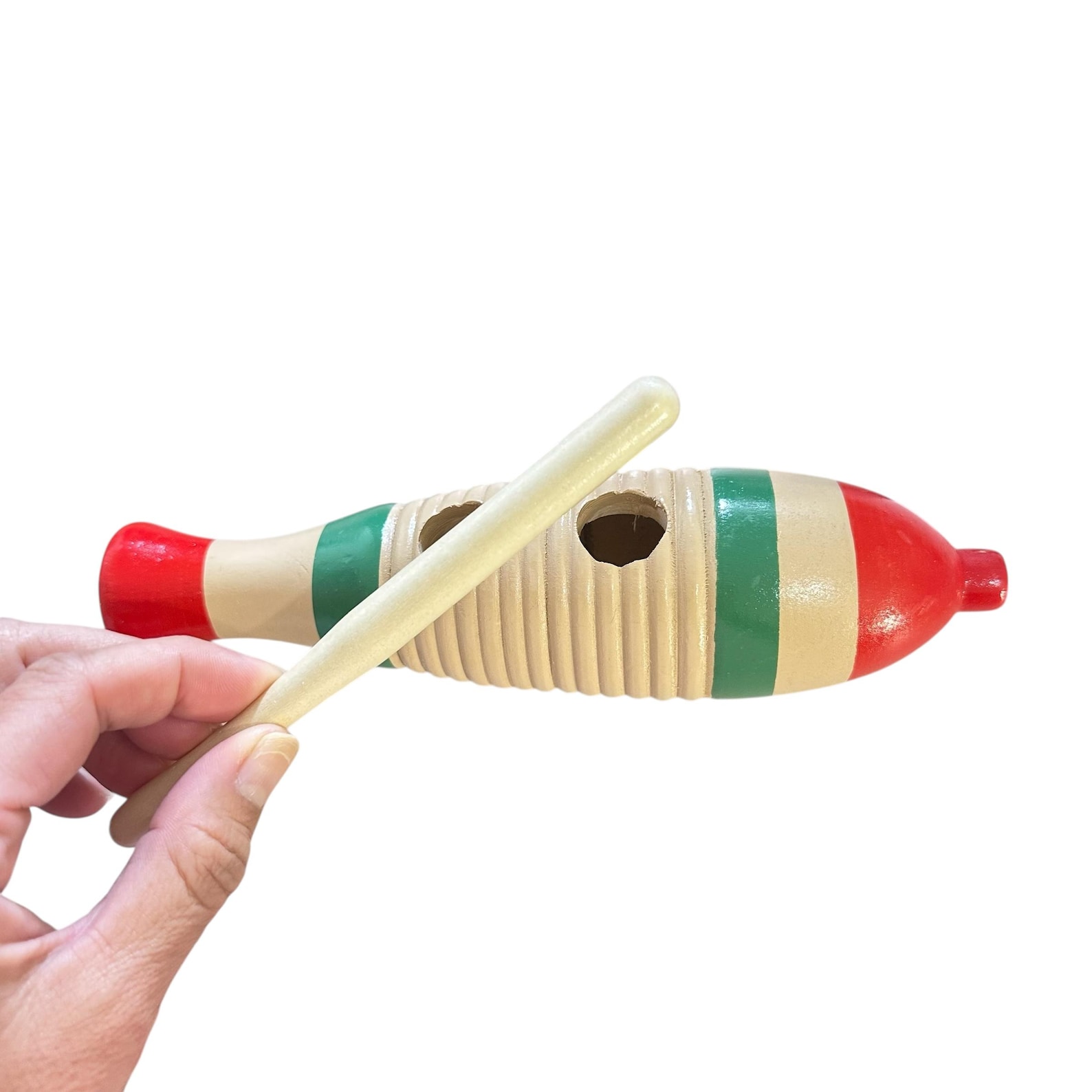 Wooden Fish Guiro Instrument – Hand-carved Percussion Toy With Red ...