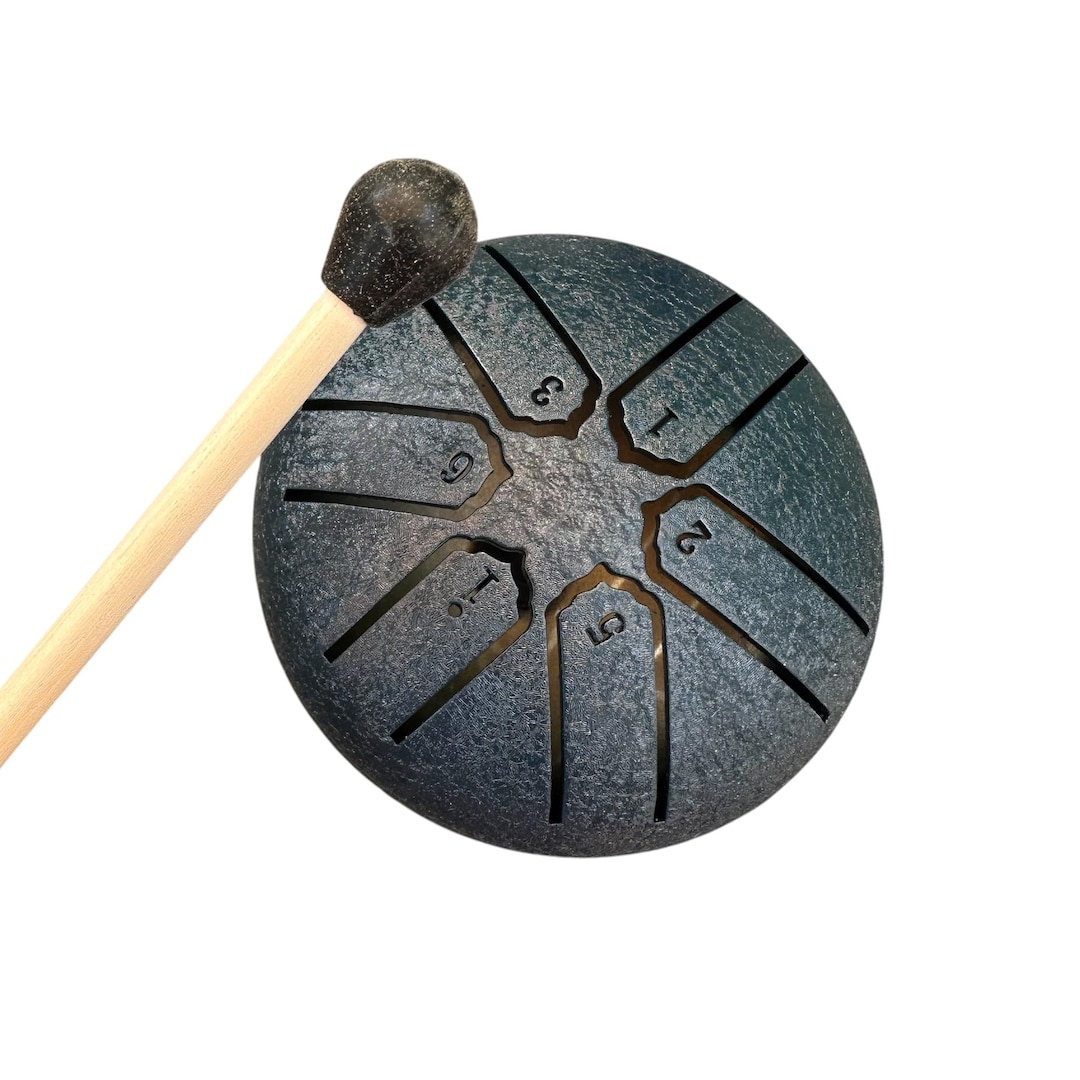Mini Navy Blue Steel Rain Drum 3 Inch Percussion Instrument With Mallet ...