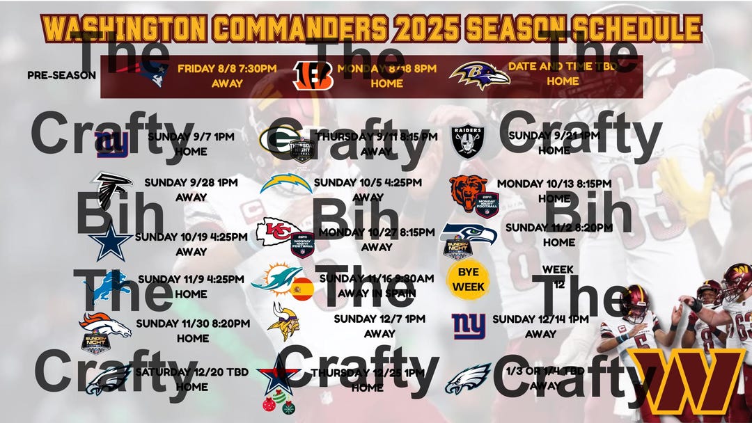 2025 Commanders Schedule for Computer Desktop Wallpaper Background ...