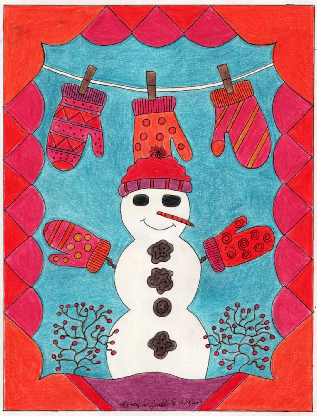 Mittened Snowman - Rug Hooking Pattern - Etsy