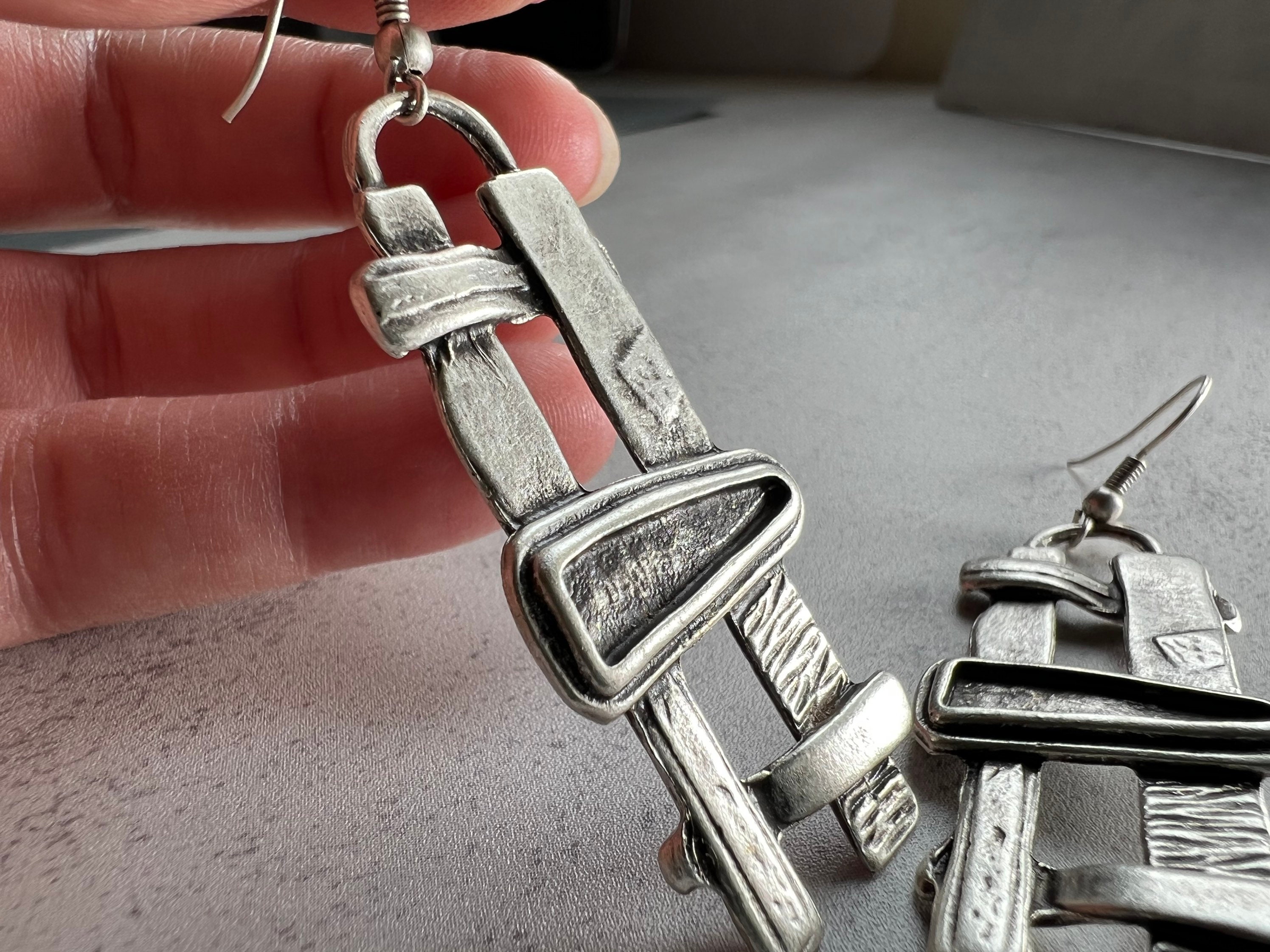 Abstract Silver Earrings Art Deco Handmade Avant-garde - Etsy