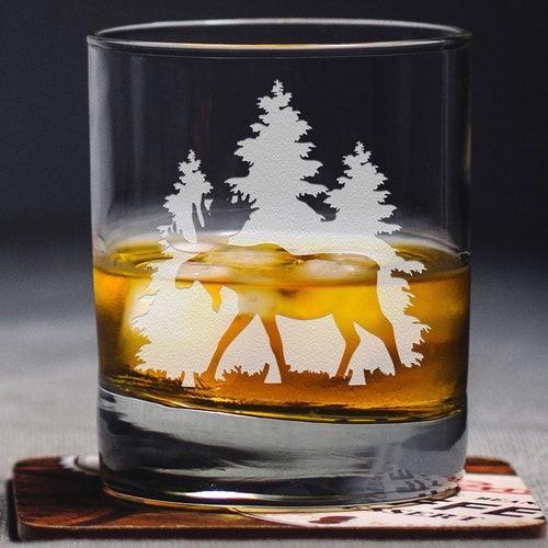 Moose Whiskey Glass Moose Rocks Glass Moose Glass Moose - Etsy