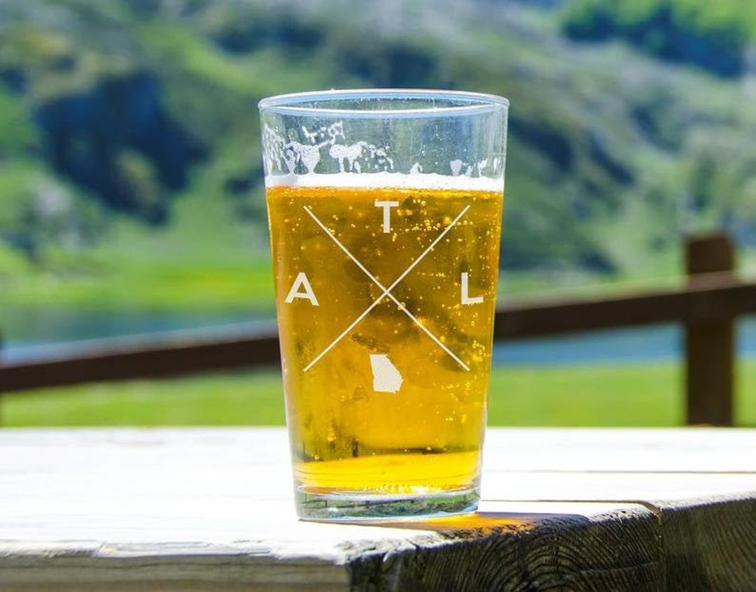 Atlanta Beer Glass - Atlanta Pint Glass - ATL - Beer Gift - Beer Glass ...
