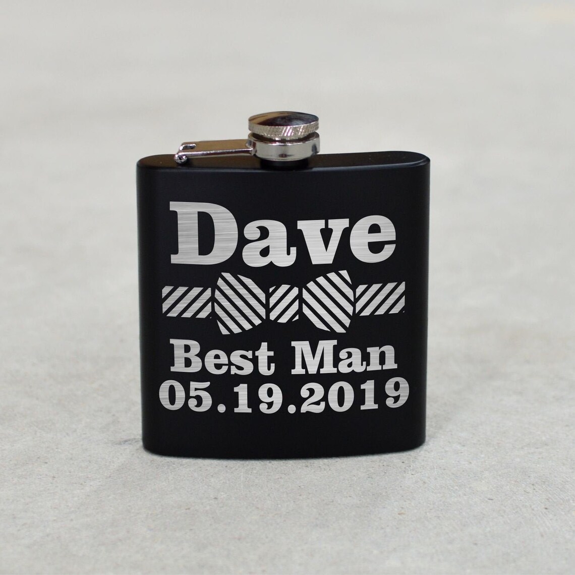 Groomsmen Gift Flask Bow Tie - Best Man Gift Flask - Wedding Party Gift ...
