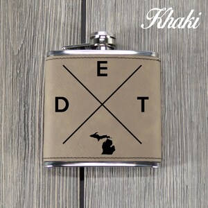 Detroit Leather Flask. Detroit Fan Gift Idea. Detroit Leather - Etsy