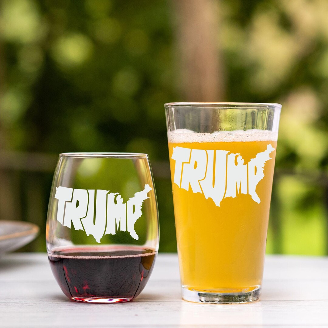 Trump Nation Donald Trump 45 47 Wine Glass Pro Trump MAGA Pint Beer ...