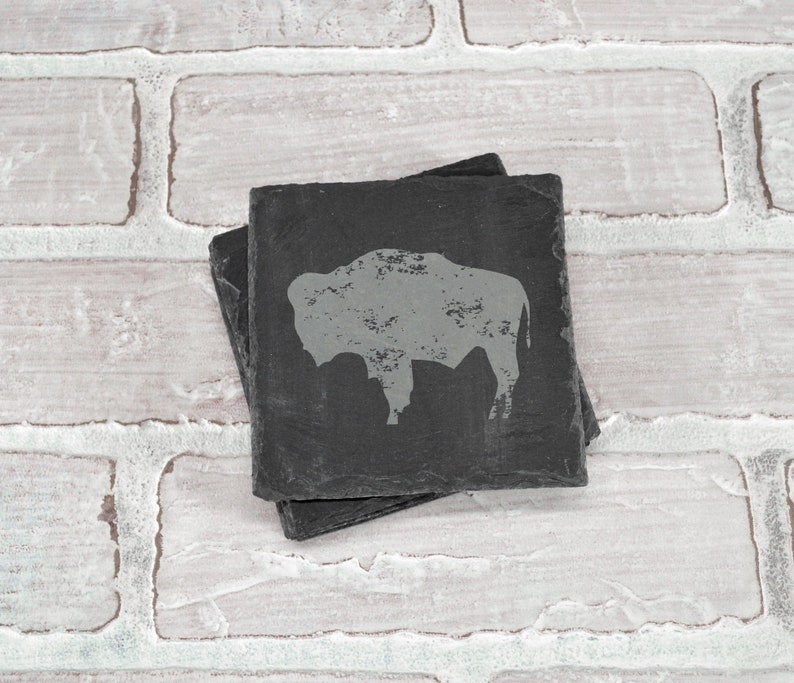 Bison Gift Buffalo Gift Bison Slate Coasters Slate - Etsy