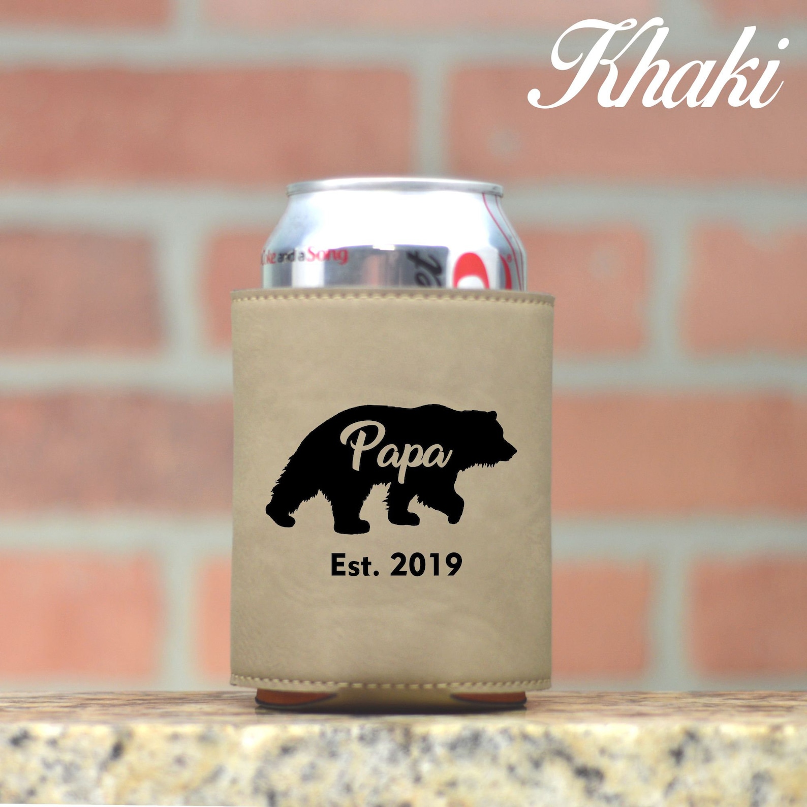 Papa Bear Leather Beer Can Holder. Papa Bear Established. - Etsy