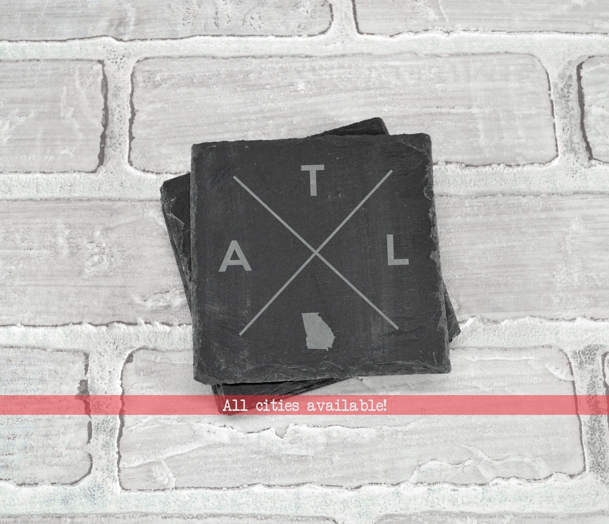 Custom Slate Coasters Pick Any City & State Custom - Etsy