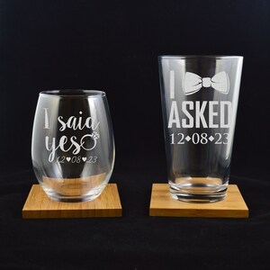 I Asked, I Said Yes Matching Engagement Glasses. Engagement Gift for ...