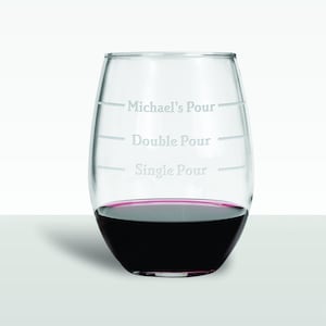 Custom Pour Line Wine Glass. Funny Wine Glass. Single Pour Double Pour ...