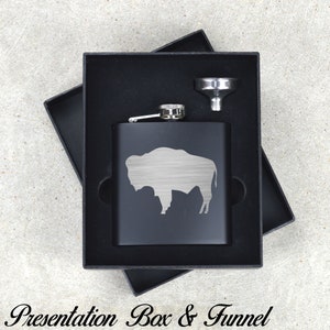 Bison Flask. Buffalo Flask Gift. Wyoming Custom Flask. Bison Whiskey ...