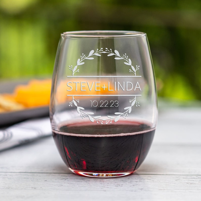 Engagement Gift Glasses. Engaged Couples Names and Date His and Hers ...