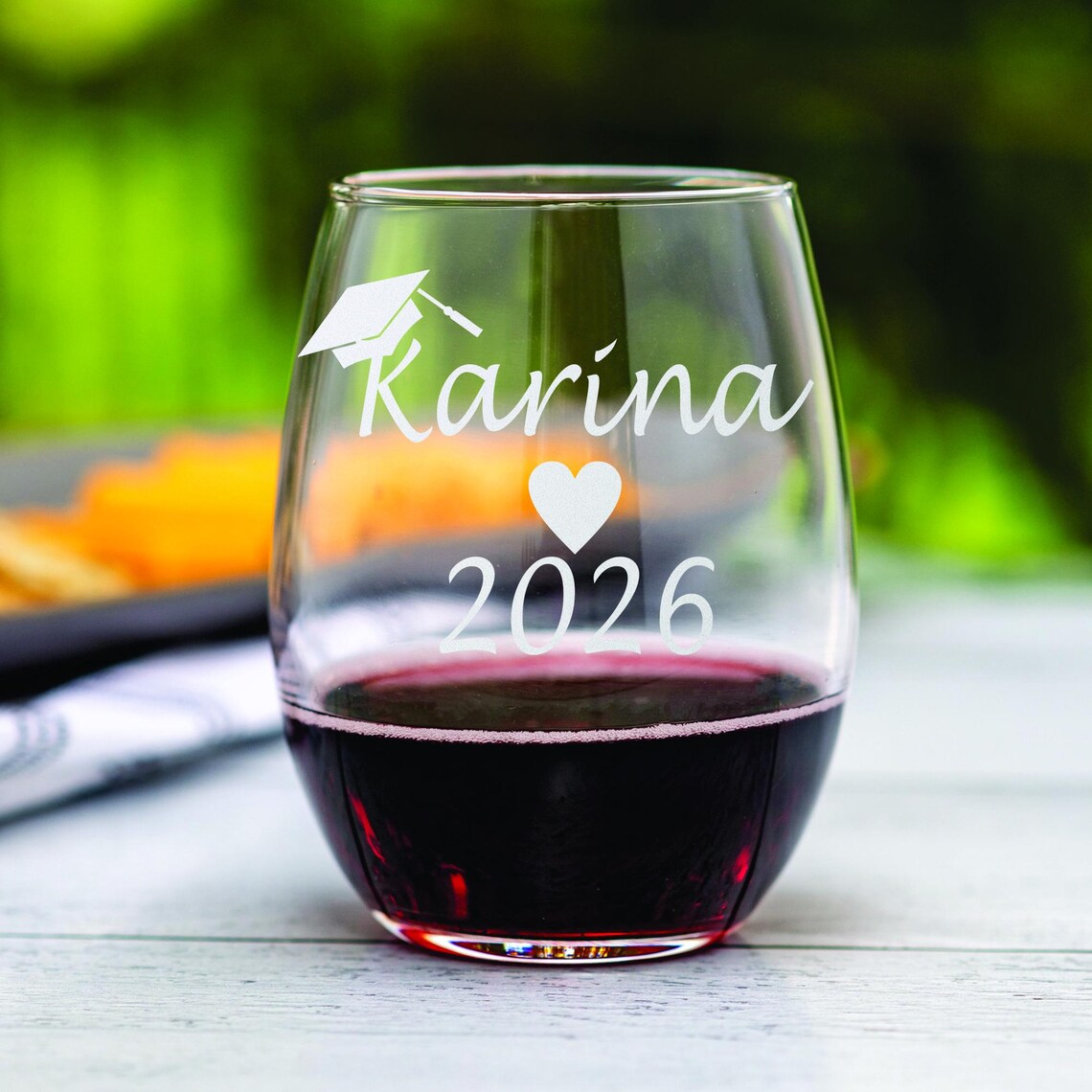 College Graduation Wine Glass 2026. Cap & Tassel Design. Personalized ...