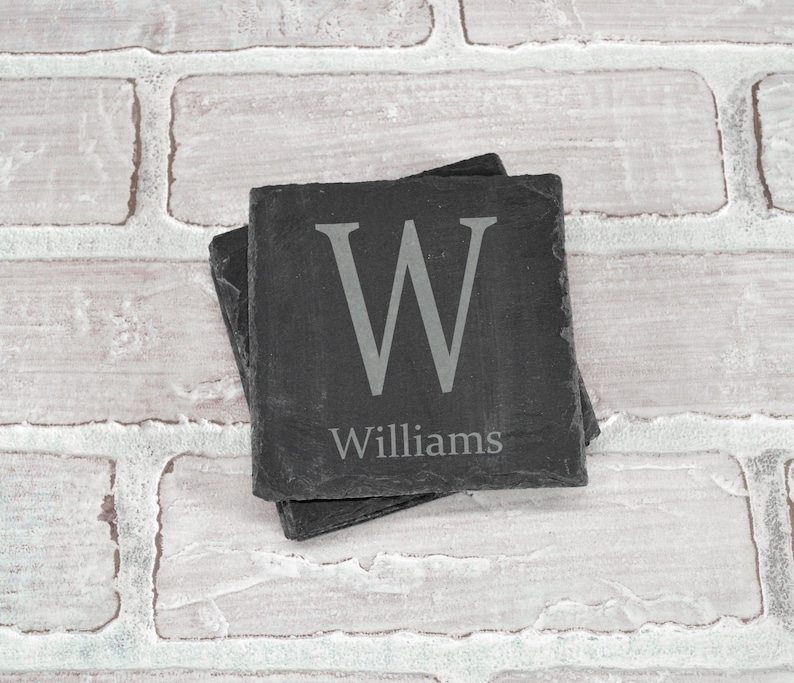Monogram Slate Coasters Custom Last Name Coasters Slate - Etsy UK