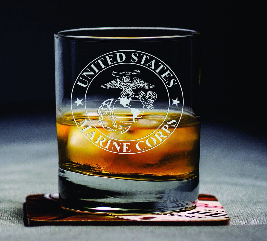 Marines Whiskey Glass Toast to Tradition Marine Corps Emblem Engraved ...