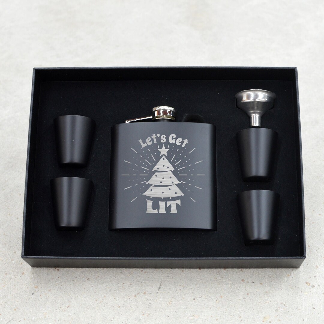 Funny Christmas Flask. Let's Get Lit Christmas Tree Flask. Funny ...