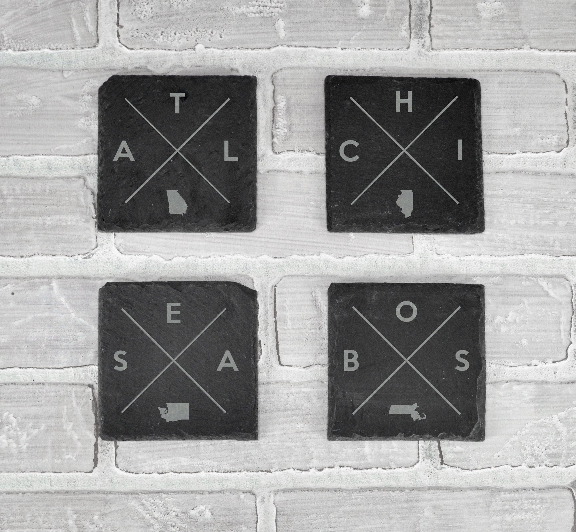 Custom Slate Coasters Pick Any City & State Custom - Etsy