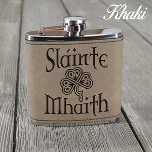 Irish Leather Flask. Slainte Mhaith. Gaelic Toast. Celtic Knot. Irish ...
