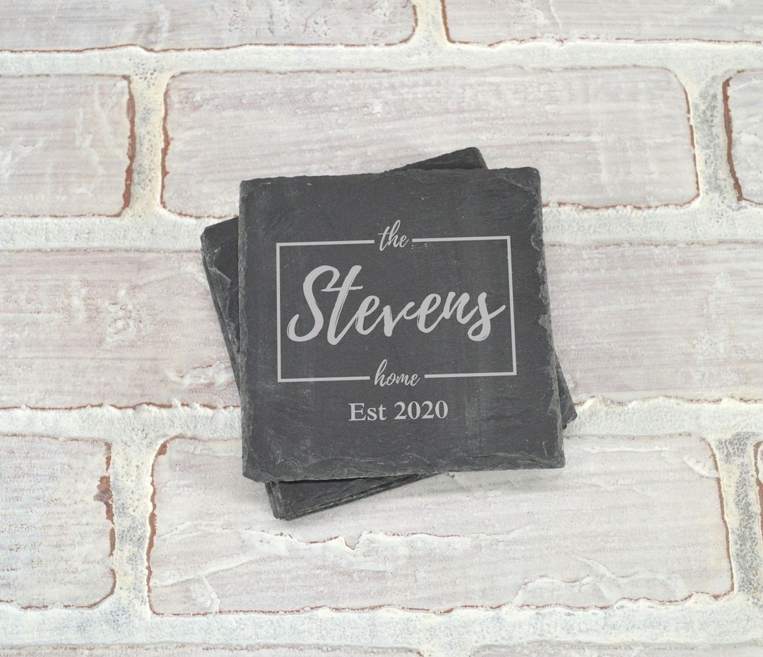 Wedding or Engagement Gift Coasters - Personalized Last Name Coasters ...