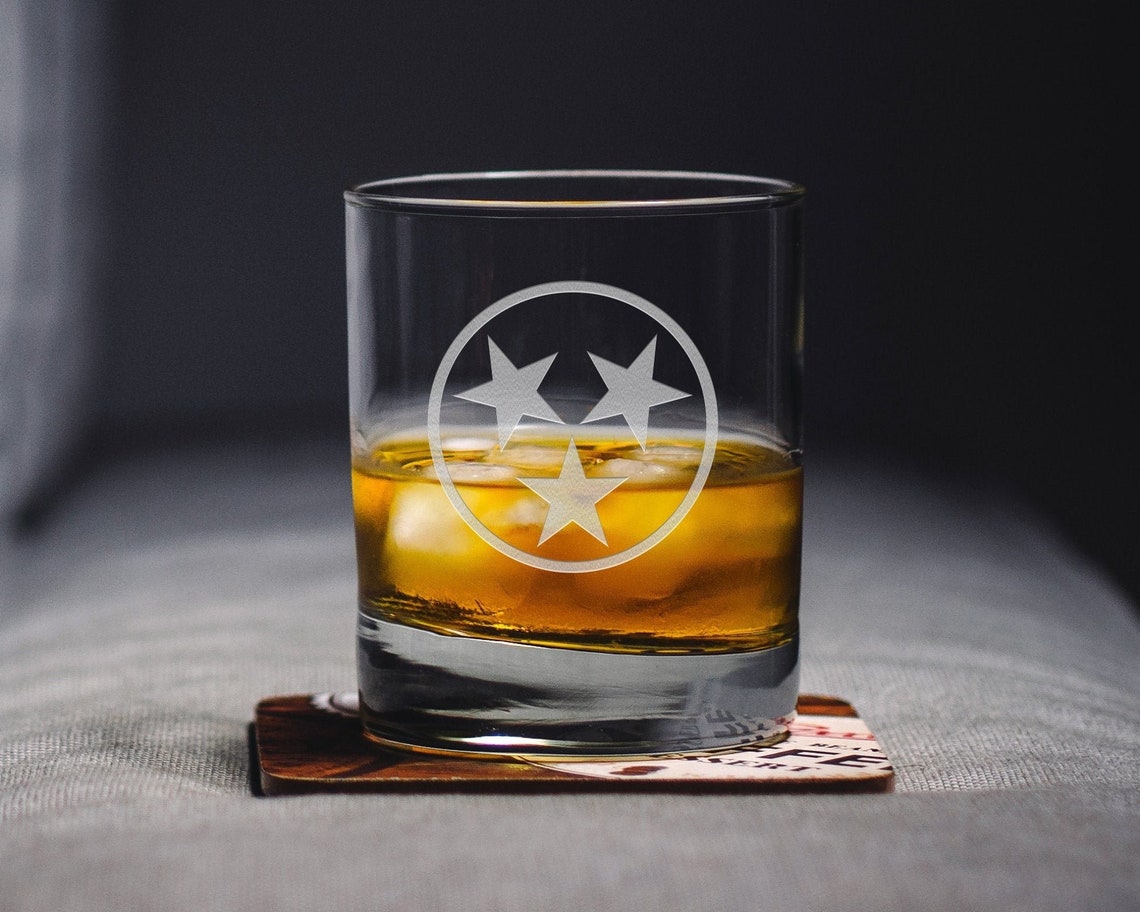 Tennessee Whiskey Glass - Tennessee Rocks Glass - Stars Whiskey Glass ...