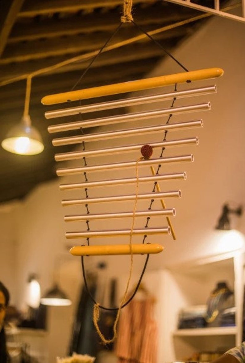 SWINGING CHIMES 9 BAR Handcrafted Musical Instrument Magical Spherical ...