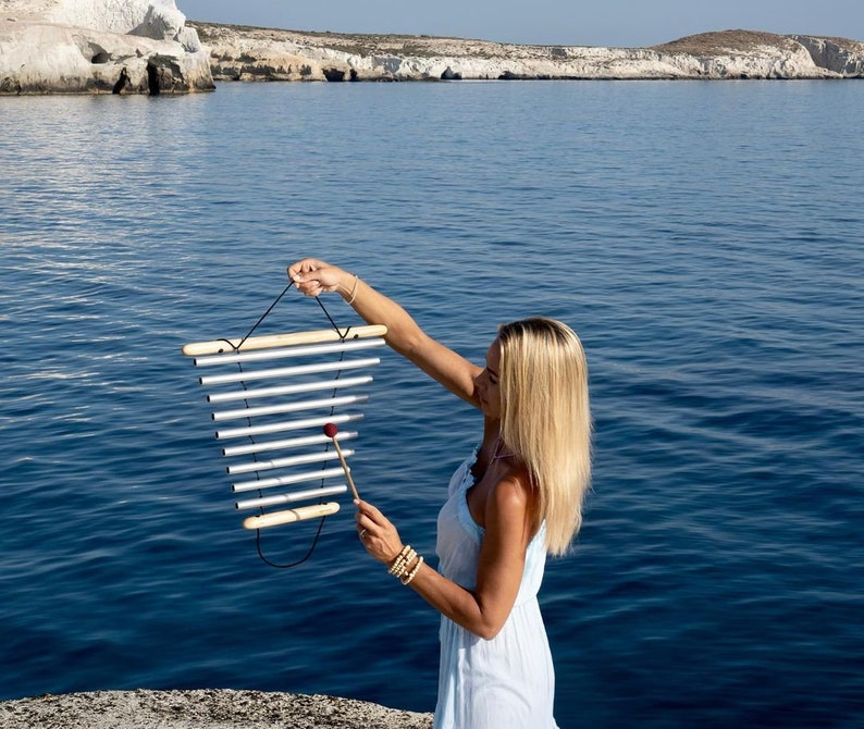 SWINGING CHIMES 9 BAR Handcrafted Musical Instrument Magical Spherical ...