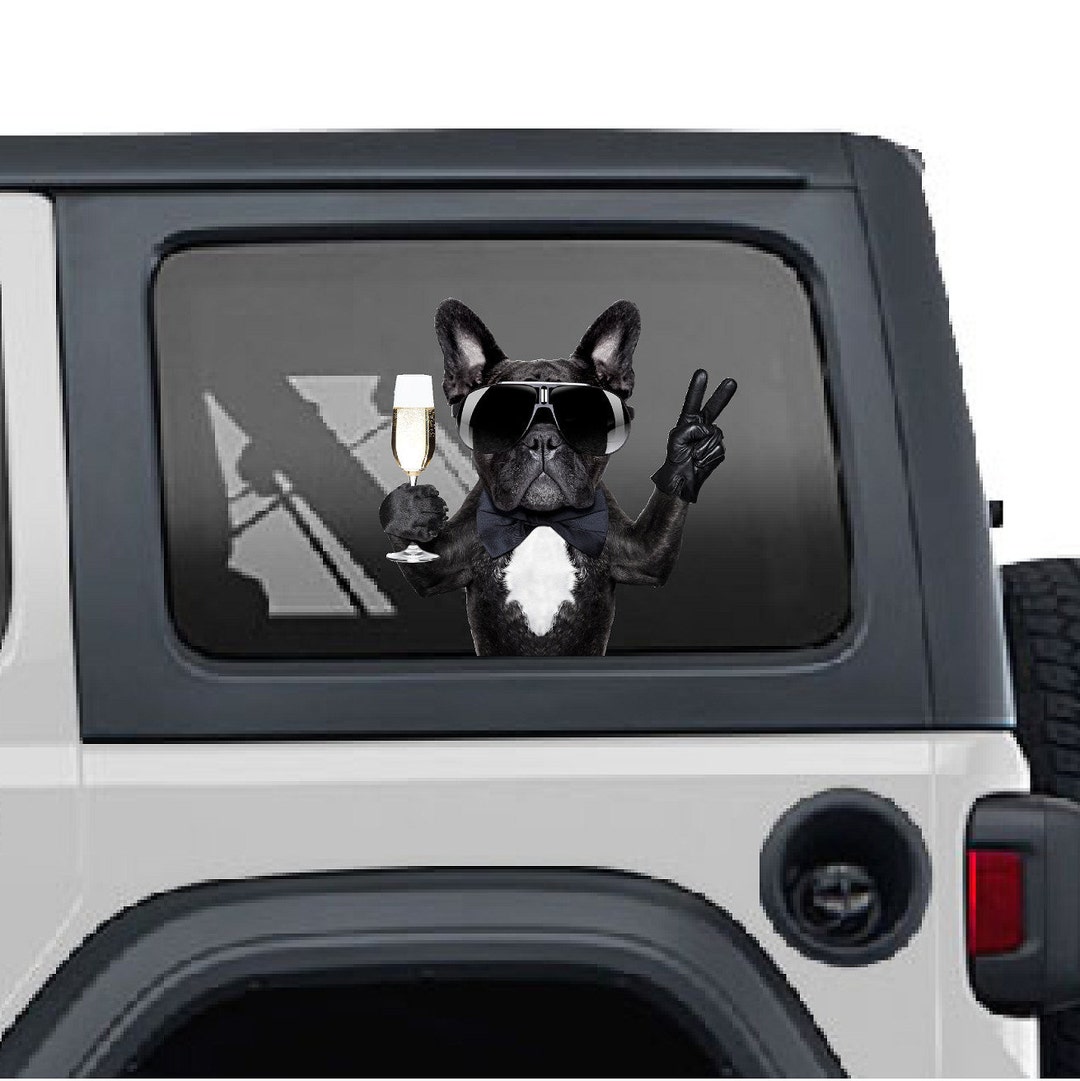Cute Dog in the Window French Bulldog Sticker Champagne Decal - Etsy