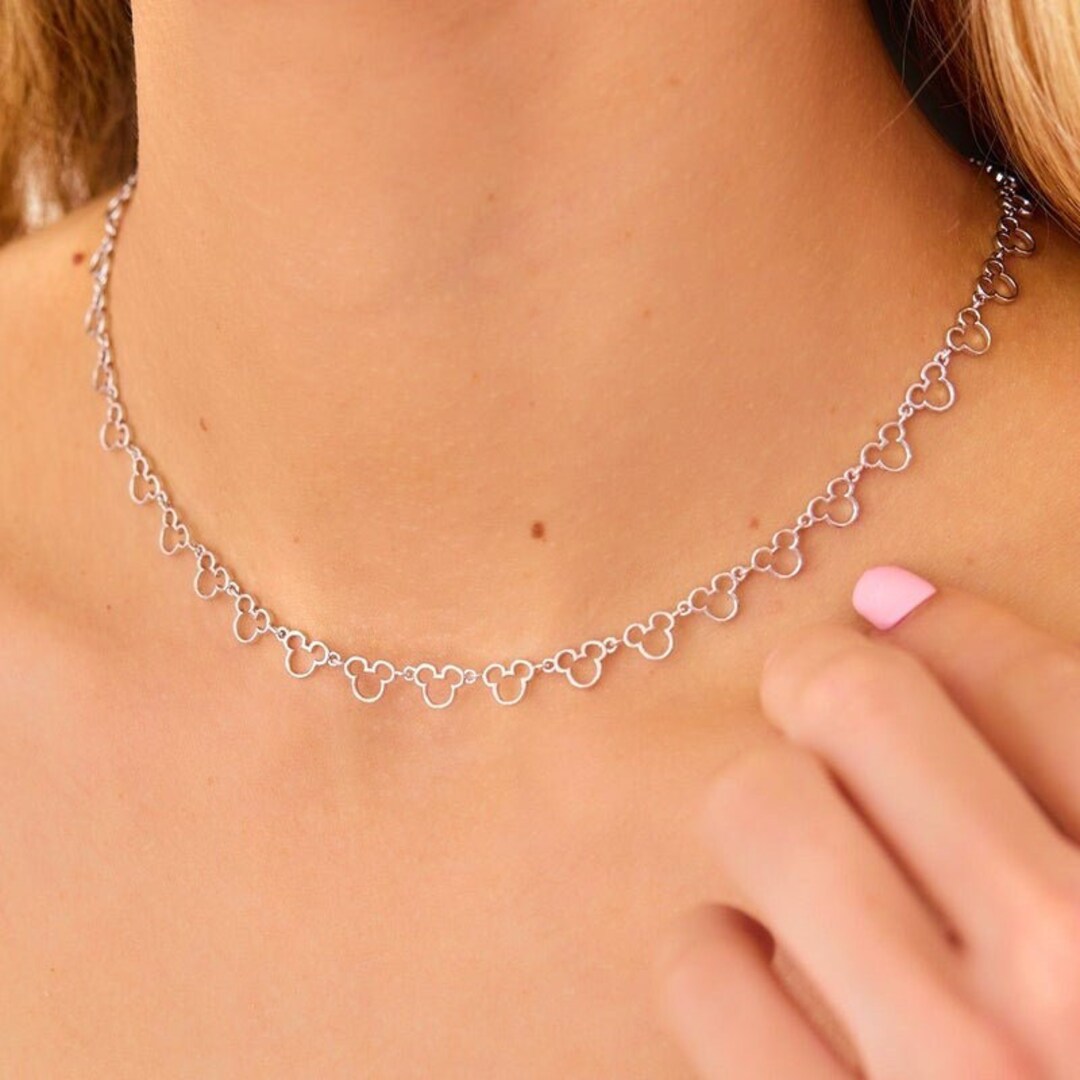 Silver Mickey Mouse Necklace Dainty Mouse Necklace Sterling Silver ...