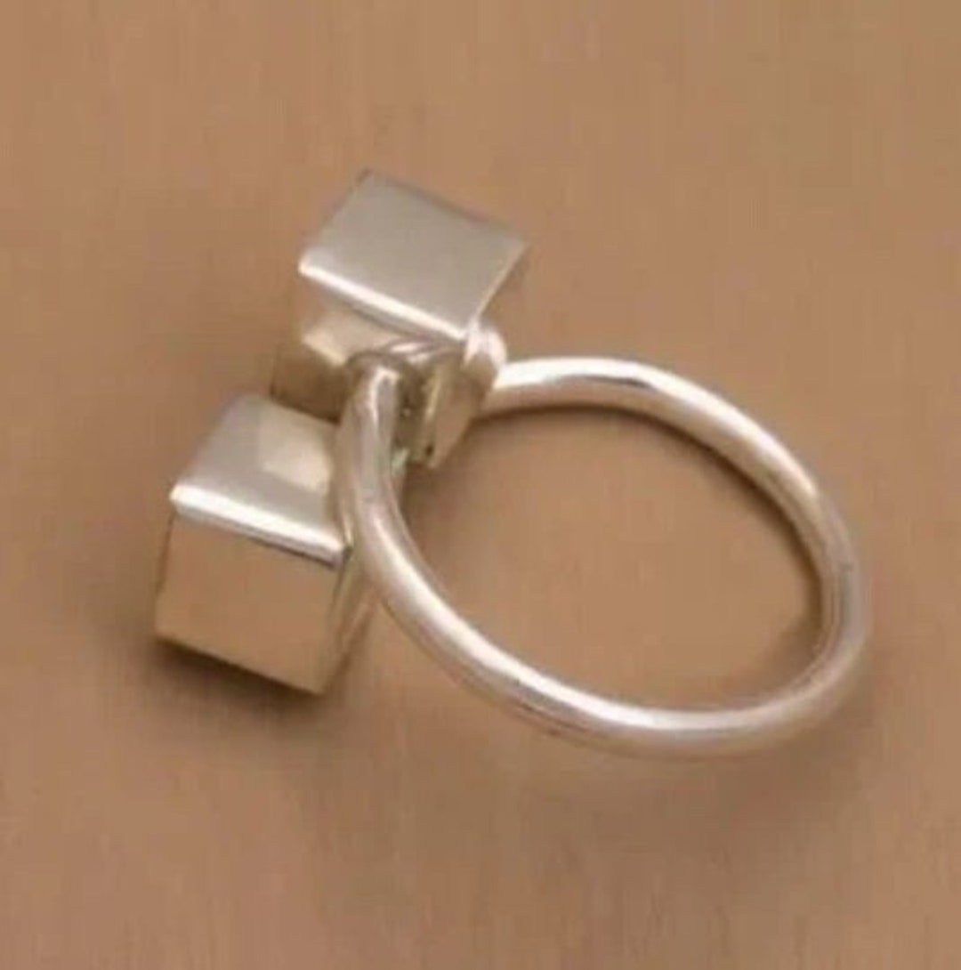 Square Box Ring. Sterling Silver Square Ring. Silver Geometric Ring ...