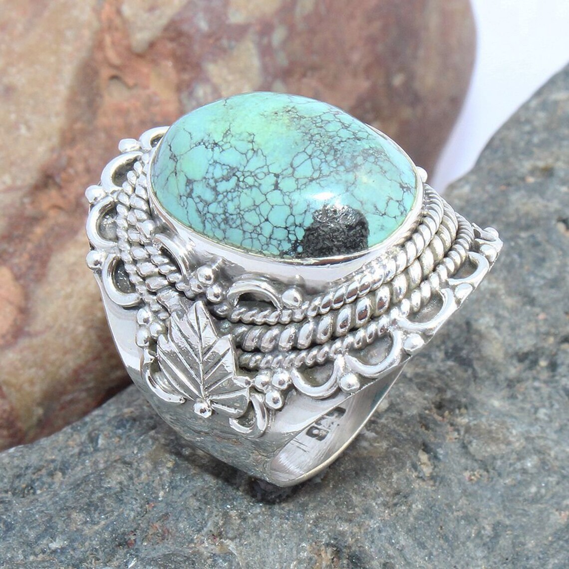 925 Sterling Silver and Genuine Turquoise Ring-sterling Silver - Etsy