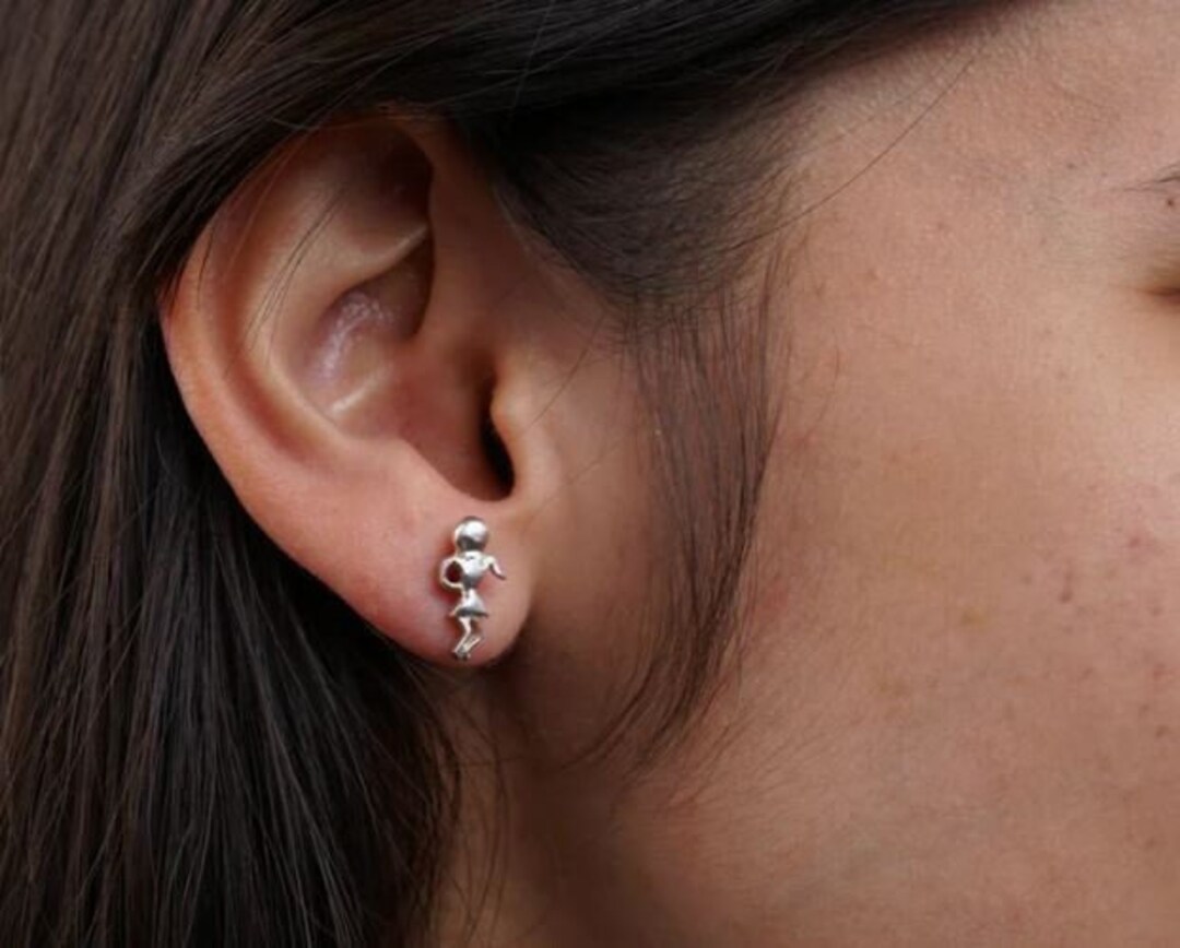 Sterling Silver Warli Art Studs Basic Stud Earrings, Minimalist, Gift ...