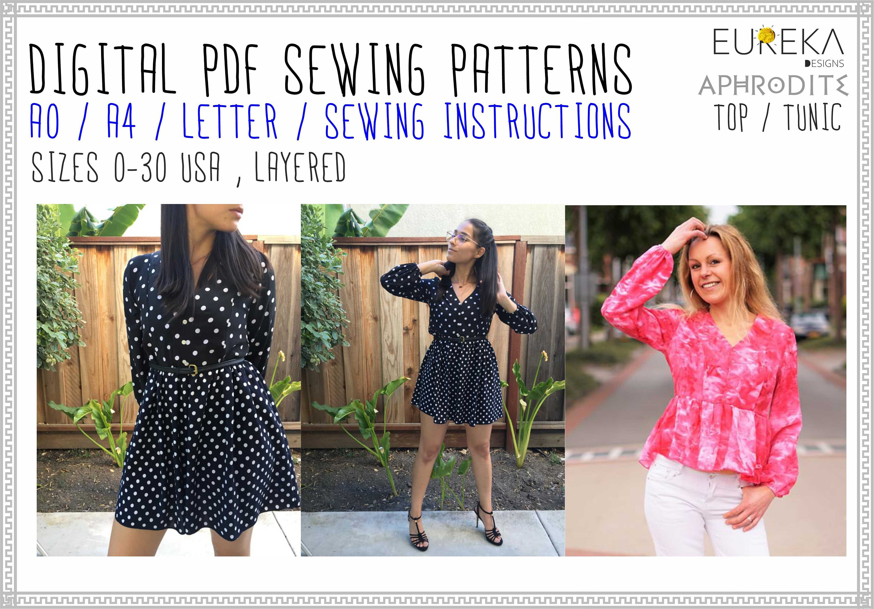 Beginner Blouse Pattern, Blouse Template PDF Sewing Pattern,long Sleeve ...