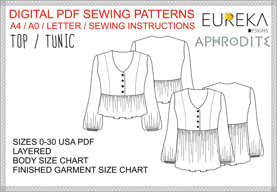 Fantastic Greek Top Template, Aphrodite Top Blouse Tunic, Sewing PDF ...