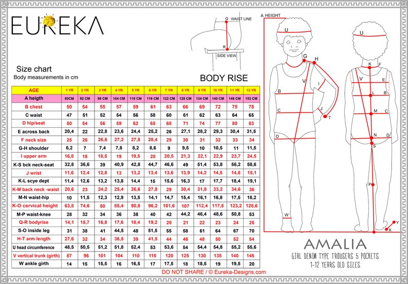 Girl Jeans Denim Trousers PDF Digital Pattern Projector A0 A4 Letter ...