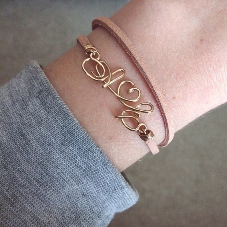 Gold-filled Two Letters Bracelet on a Color Cord. Custom-made ...