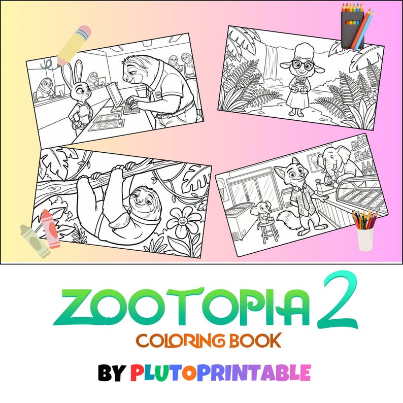 Zootopia 2 Coloring Papers for Kids: Zootropolis Drawing, PDF Download ...