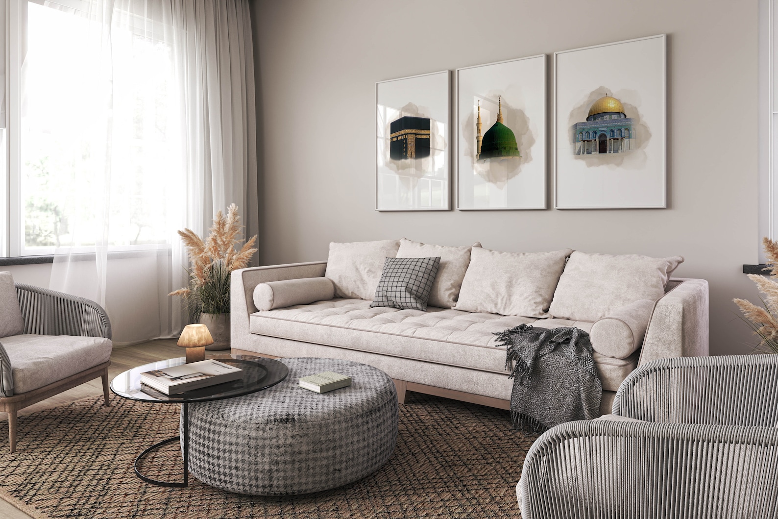 Set of 3 Islamic Posters, Kaaba Mecca, Masjid An-nabawi Medina, Al Aqsa ...