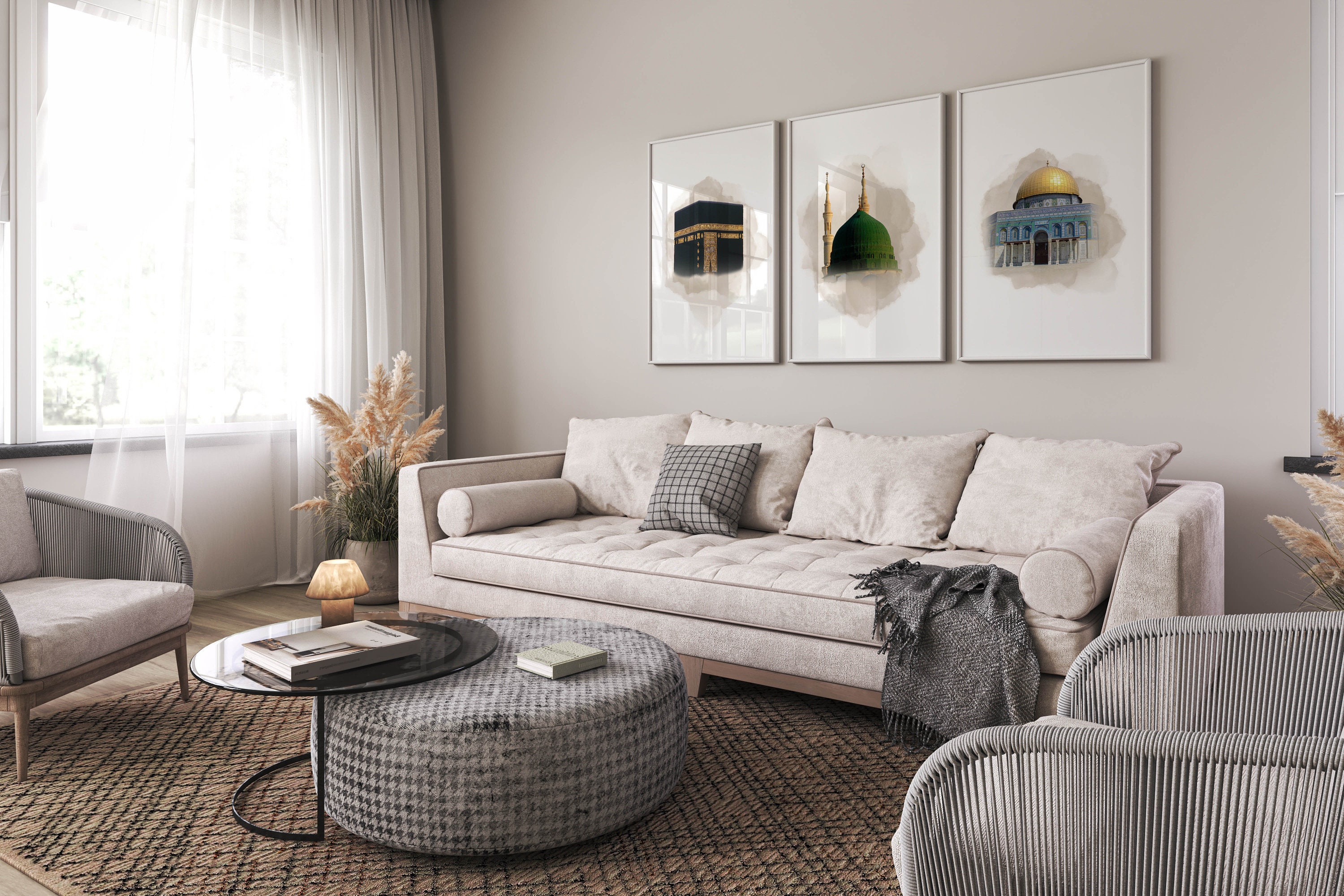 Set of 3 Islamic Posters, Kaaba Mecca, Masjid An-nabawi Medina, Al Aqsa ...