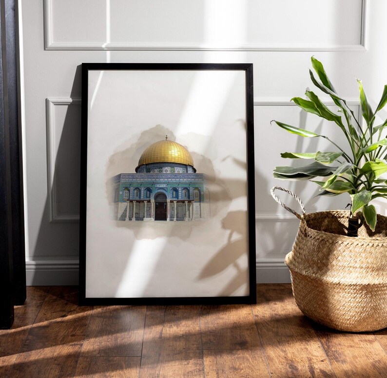 Al Aqsa Mosque Art Print, Islamic Poster Muslim Wall Art, Dome of the ...