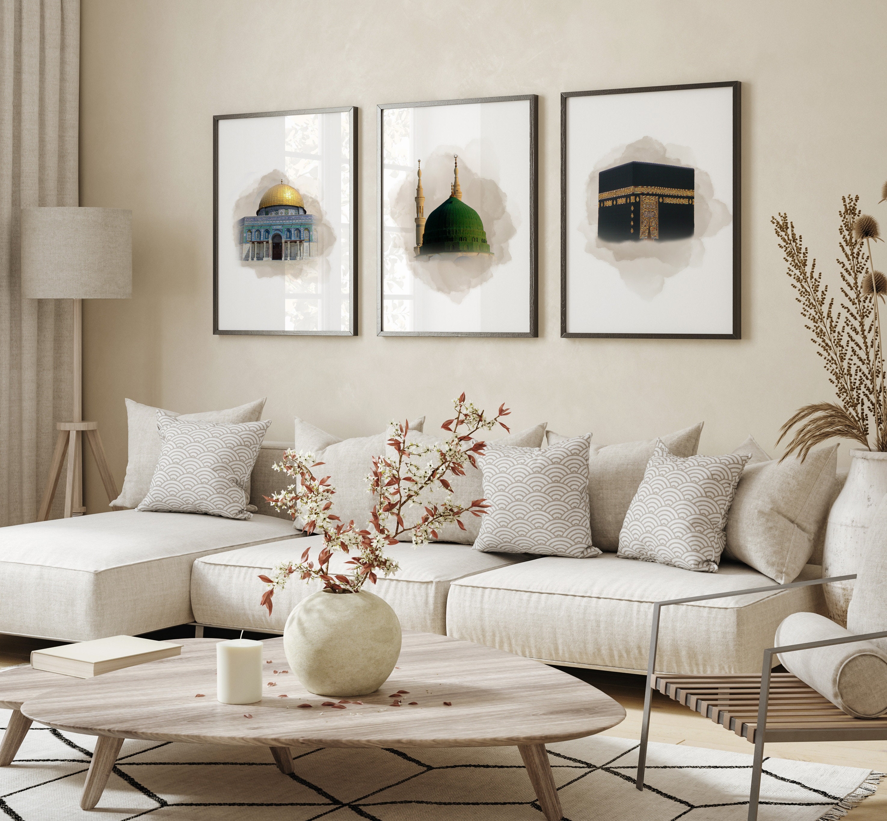 Set of 3 Islamic Posters, Kaaba Mecca, Masjid An-nabawi Medina, Al Aqsa ...