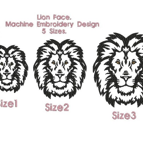 Lion Face Machine Embroidery Design 5 Sizes. Lion Sketch - Etsy