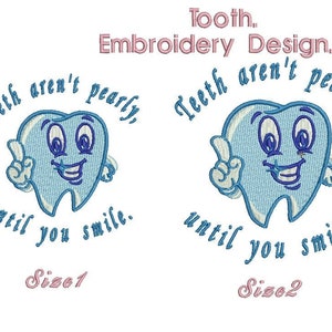 Tooth Embroidery Design. Funny Medical Embroidery Design. Machine ...